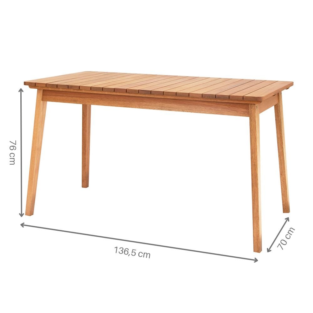 Mesa Retangular de Madeira Maciça 1,30x70 - Garden Móveis