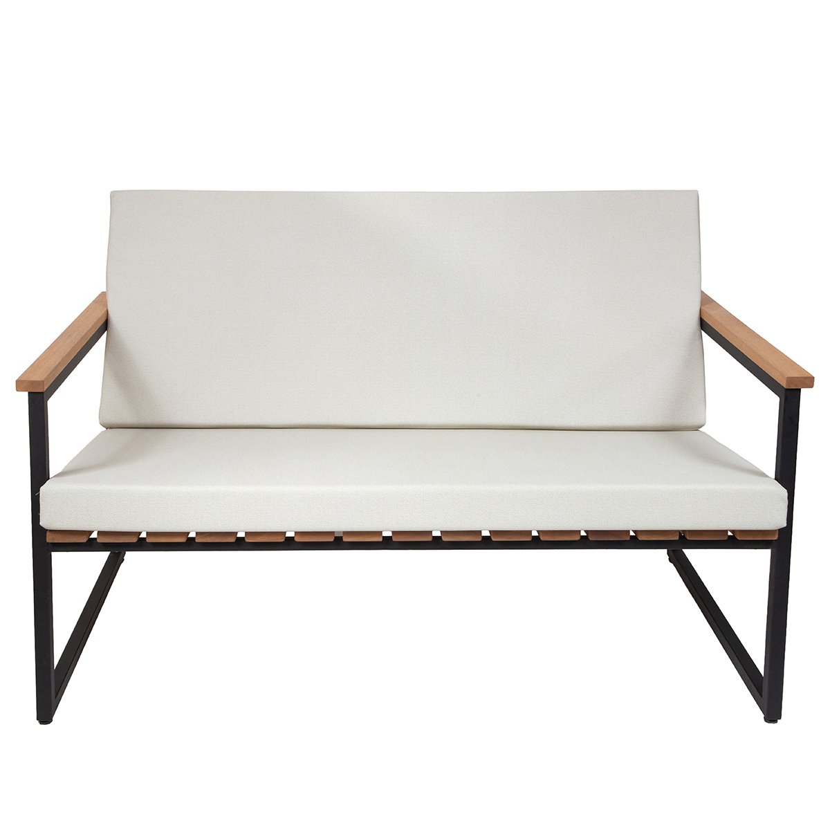 Sofá 2 Lugares Estrutura Metalica com Madeira Maciça Eucalipto Estofado ...